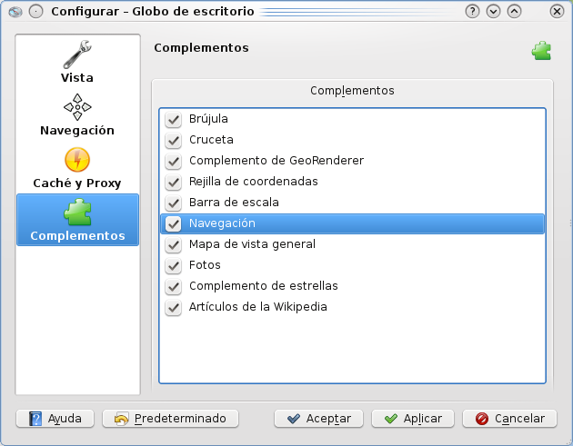 Configuración de complementos